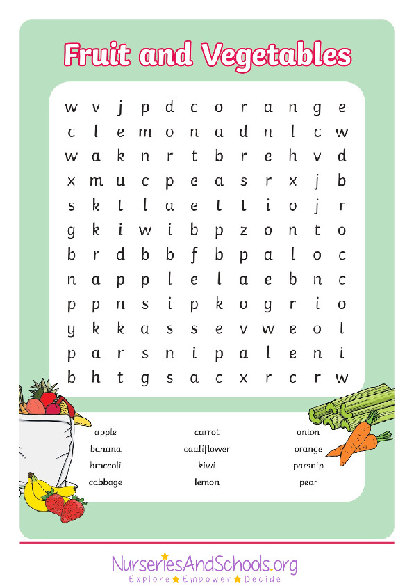 Fruit And Vegetable Word Search at Charli Fiaschi blog
