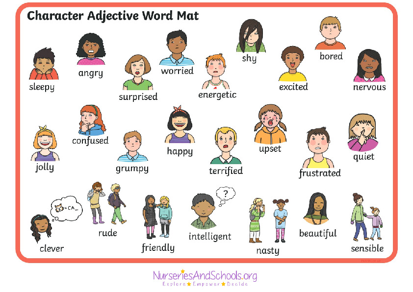 Character adjective word mat